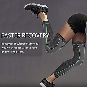 Full Leg Sleeves Long Compression Leg Sleeve Knee Sleeves Protect Leg, for Man Women Basketball, Arthritis Cycling Sport Football, Reduce Varicose Veins and Swelling of Legs