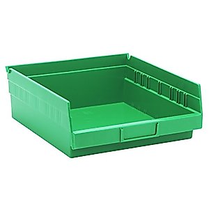 Quantum Storage Systems QSB109GN 8-Pack 4" Hanging Plastic Shelf Bin Storage Containers, 11-5/8" x 11-1/8" x 4" , Green