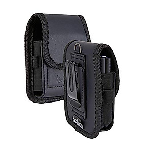 BELTRON Leather Pouch for Galaxy Z Flip (F700/F707), Galaxy Z Flip 3 (F711), Galaxy Z Flip 4 (F721), Motorola RAZR 4G, Motorola RAZR 5G with Heavy Duty Belt Loop, Metal Belt Clip & Dual Magnet Closure