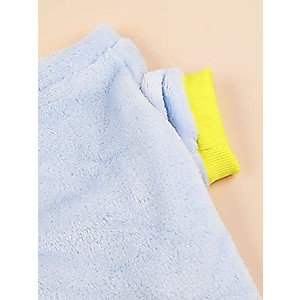 QWINEE 2Pcs Dog Plush Sweatshirt with Hat Set Lovely Dog Shirt Costume for Puppy Small Medium Dogs Kitten Cats Blue M