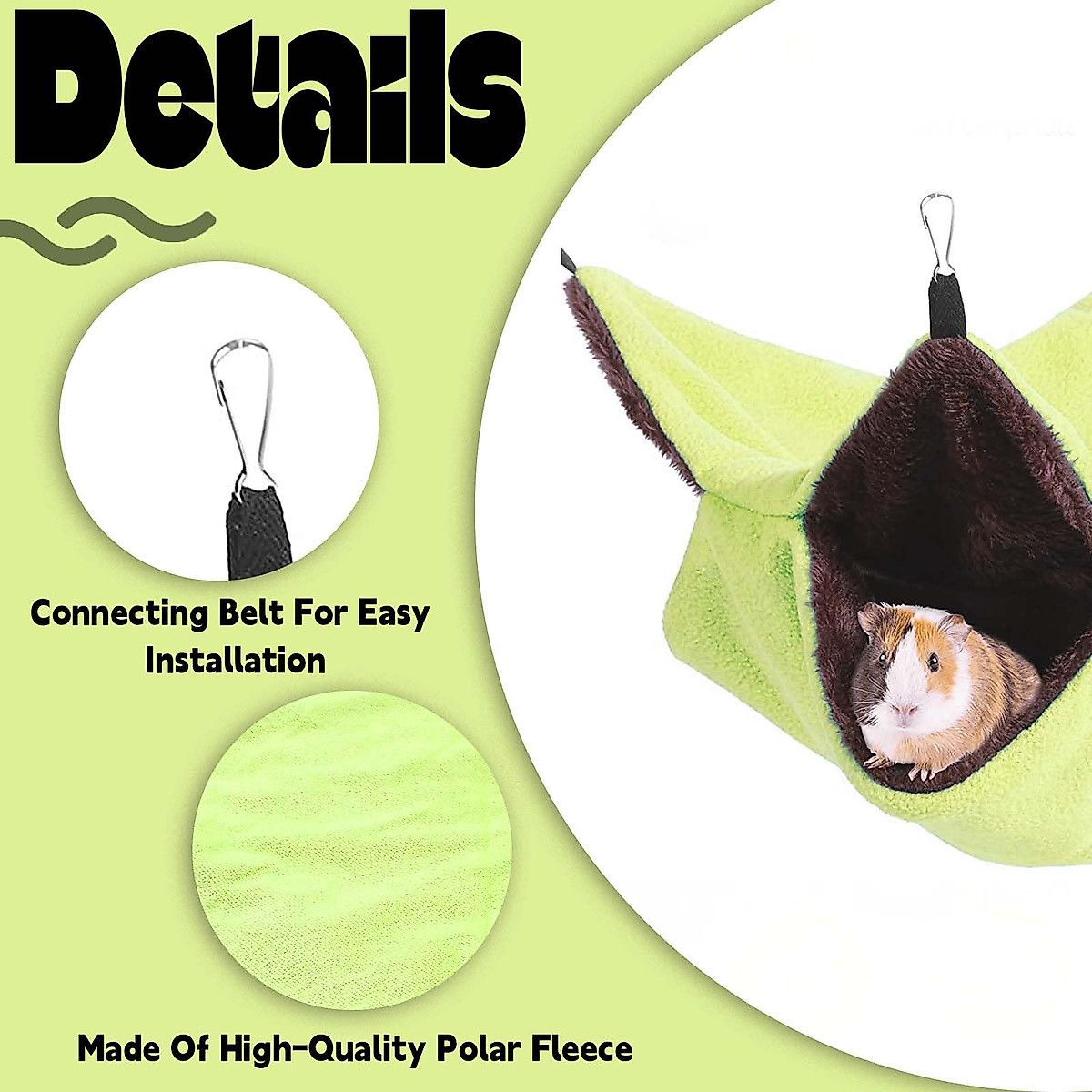 Zorfeter Small Animal Hanging Hammock, Pet Cage Hammock Ferret Bunkbed Hammock Cage Toy for Hamster Rat Parrot Guinea Pig Hideout Play Sleep, Green