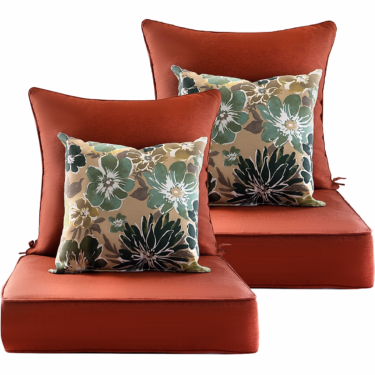 24x24 Outdoor Cushions,Outdoor Deep Seat Cushion Set,Olefin Fabric Patio Furniture Cushions,Deep Seat Bottom and Back Cushion for Chair,Sofa, and Couch,Ruby Red (Set of 2 Seats,2 Backs,2 Pillows)