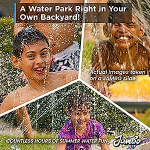 Jambo XL Premium Slip Splash and Slide with 2 Bodyboards, Heavy Duty Water Slide with Advanced 3-Way Water Sprinkler System, Backyard Waterslide Outdoor Water Toys n Slides for Kids…