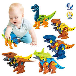 Kidtastic 6 Pack DIY Dinosaur Toys for kids 3-6, STEM Learning Dinosaurs PlaySet for Toddlers, Sensory Learning Play for Autism, Fun Outdoor Educational Gift