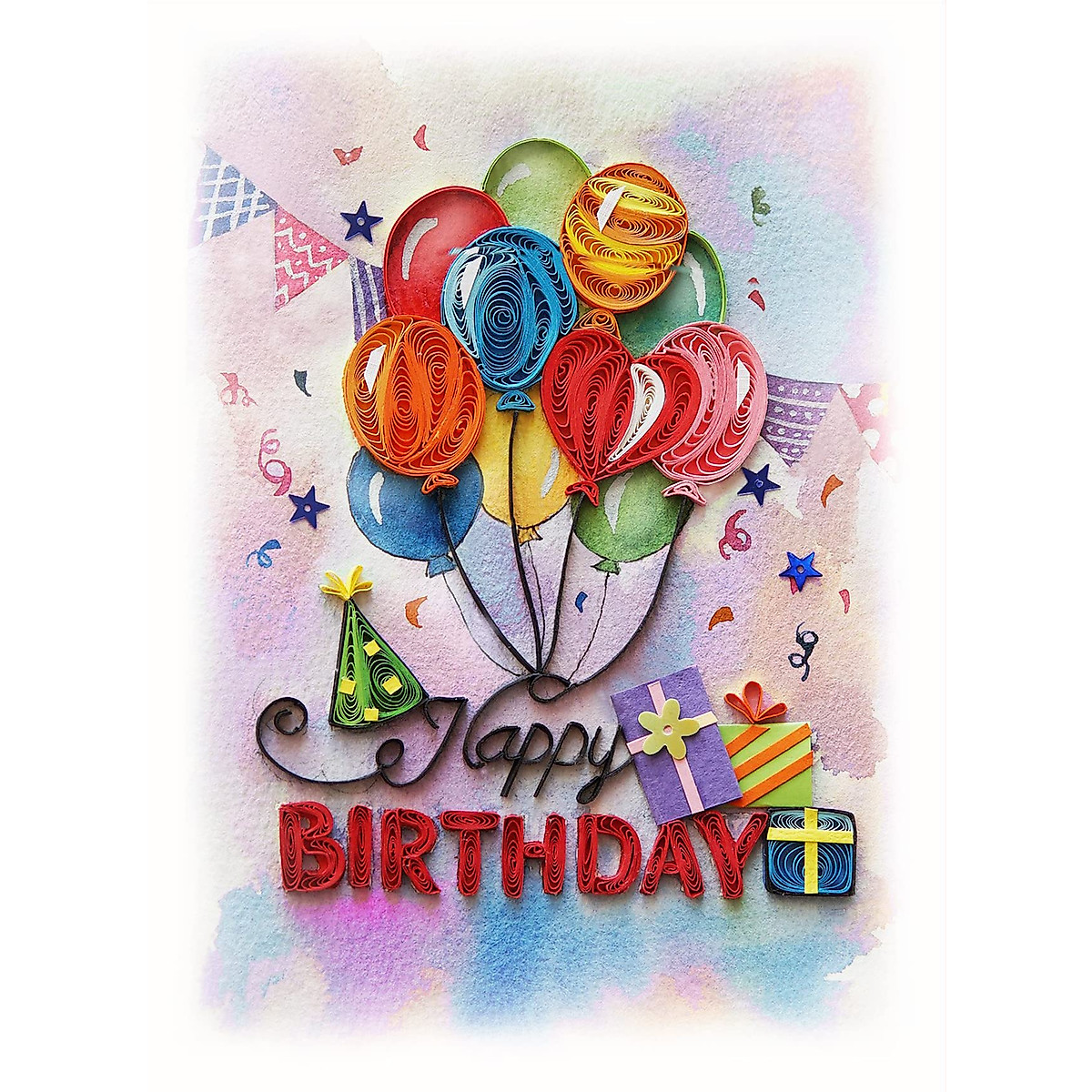 TUMYBee Quilled Happy Birthday Card, Floral Design, 5in x 7in, for Women