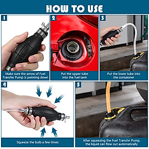 4 Pieces Black Primer Bulb Rubber Fuel Pump Transfer Vacuum Fuel Primer Bulb Marine Gas Siphon Hand Pump Outboard Fuel Line for Petrol Marine Boat Accessories (3/8 10mm)