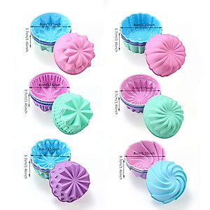 To encounter Silicone Cupcake Baking Cups, Food Grade Non-Stick Silicone Muffin Liners, Reusable 3 Inch Silicone Molds, 6 Shapes Pack of 24