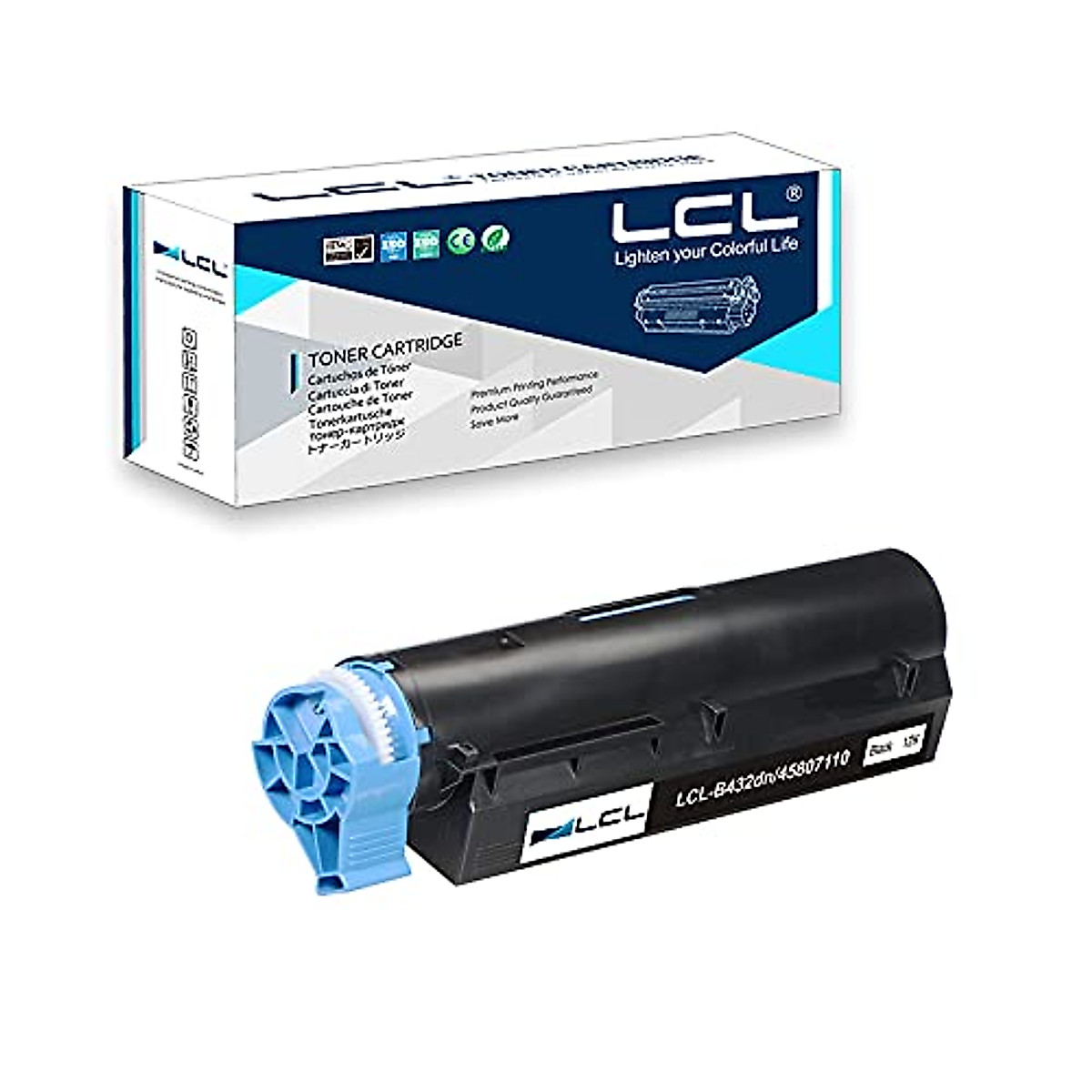LCL Compatible Toner Cartridge Replacement for OKI B432dn B512 B512DN MB492 45807110 MB562dnw 12000 Pages (1-Pack Black)