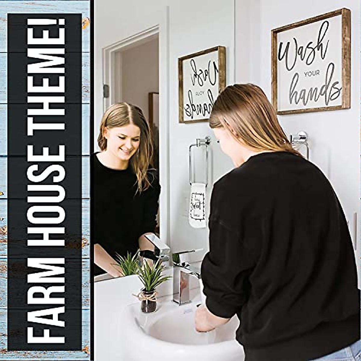 Peaces of Joy Home Sweet Home Funny Hand Towel Sayings for Bathrooms, Rustic Cute Dish Bathroom Fingertip Towels for Home, Decorative Farmhouse Cloths Bath Sign Gifts