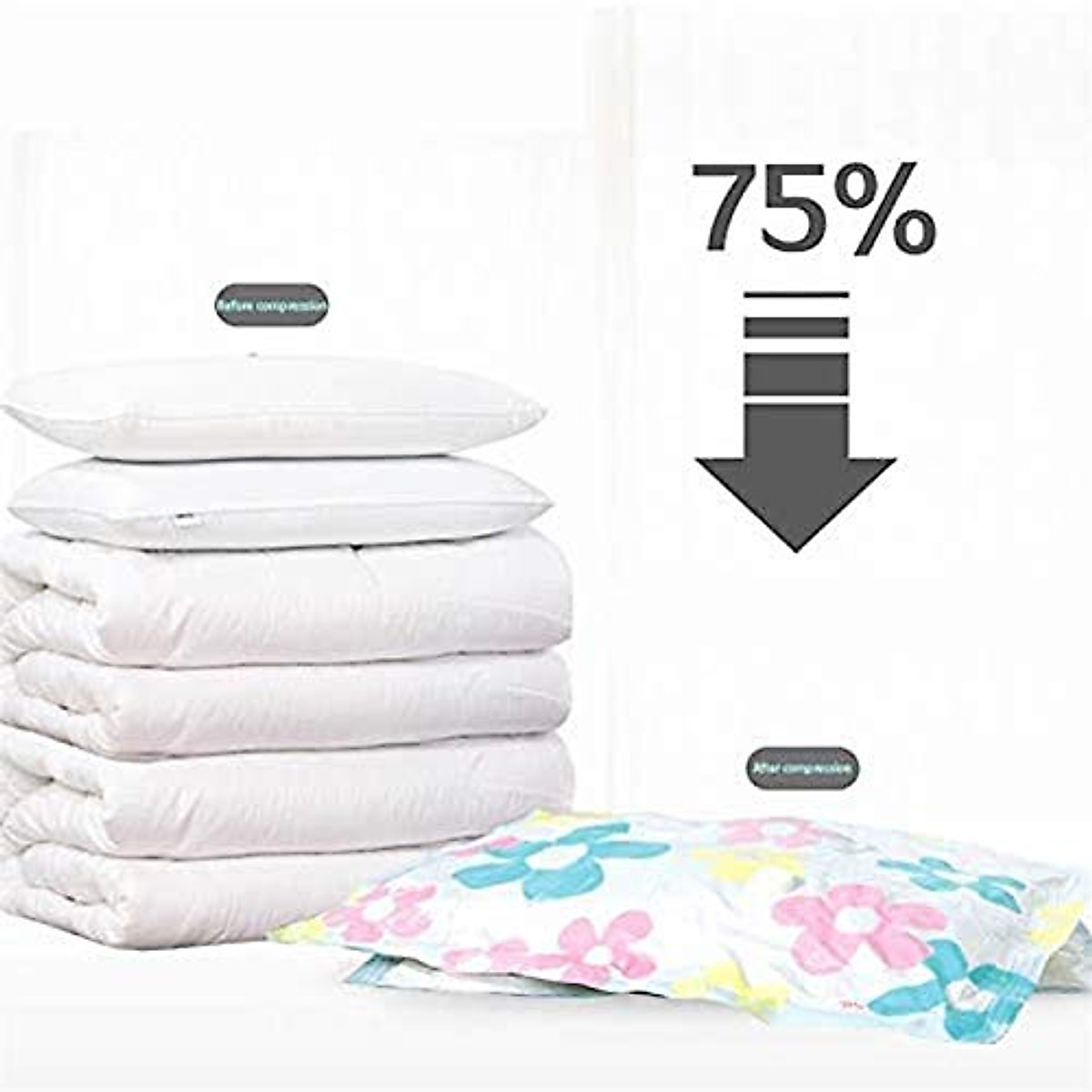 YFQHDD 9Pcs Thickened Vacuum Storage Bag, Reusable Blanket Quilt Storage Bag 4 Large 4 Medium with Hand Pump
