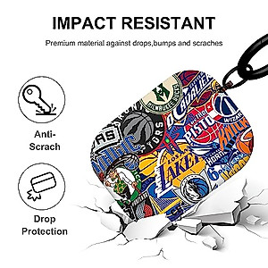 Gedicht for Airpods Pro Case Cute Sports Basketball Football, Protective TPU Soft Cases Cover Rugged for Apple Airpod Pro with Keychain for Women Men，Basketball