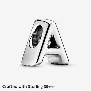 Pandora Jewelry Letter A Alphabet Charm - Beautiful Charm Letter for Pandora Charm Bracelets - Silver, No Box