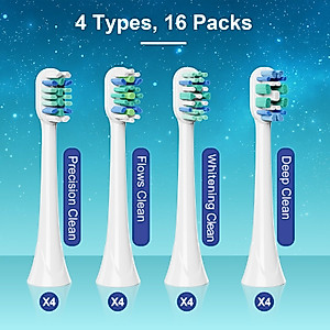 Toothbrush Heads for Philips Sonicare, 16 Pack Electric Toothbrush Replacement Heads Soft Dupont Bristles for Gum Health Improvement