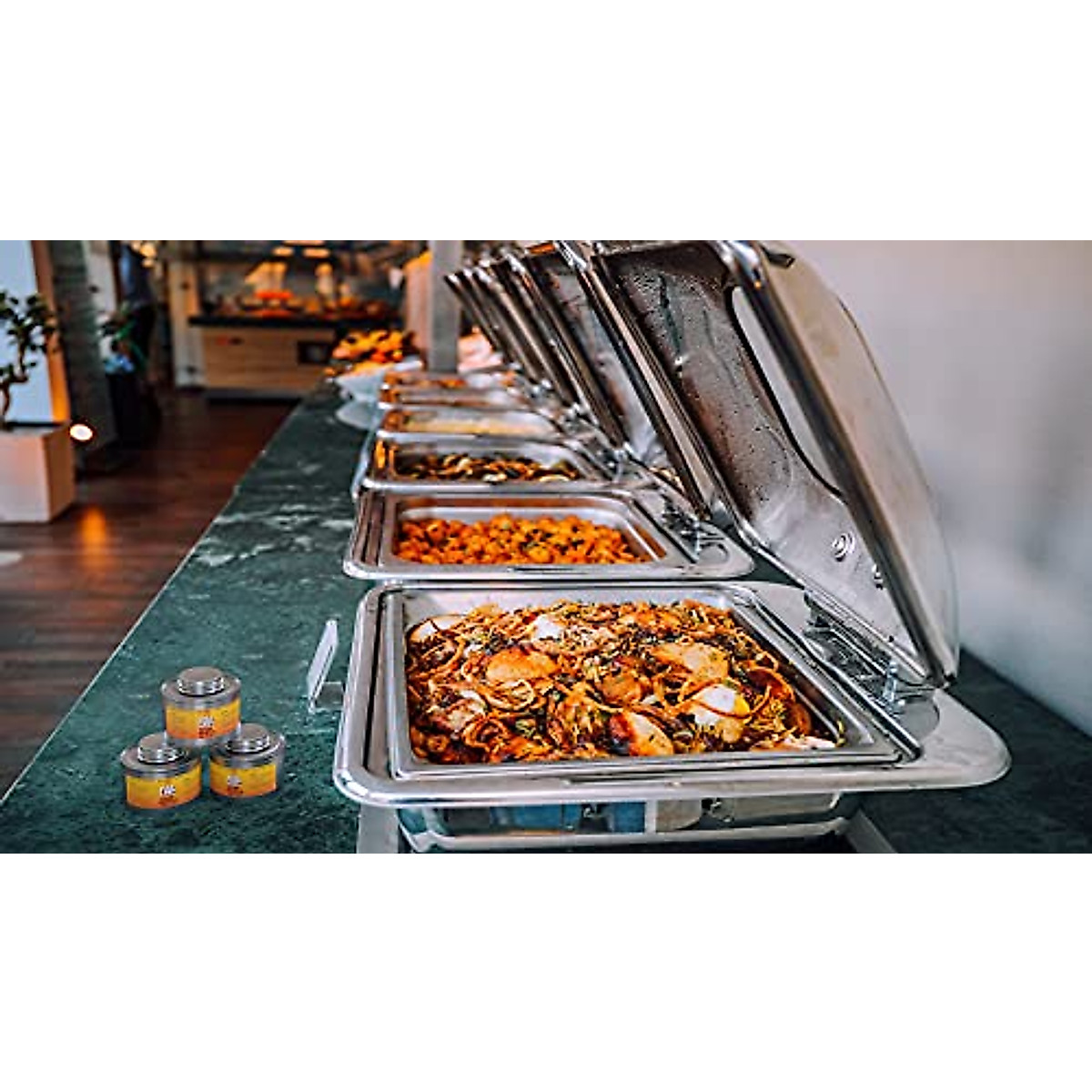 FUUL – Chafing Fuel Dish Burner Cans - 12 Pack - Chafing Dish Fuel Cans Burners To Keep Food Warm with 6-Hours Burning Capacity - Cooking Fuel For Chafing Dishes - 1 Opener Included for Opening Seal