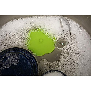 RSVP International Green Silicone Flower Kitchen Stopper, 6" | Sink Plug | Water-Tight Seal | Durable Silicone Withstands Hot Water | Dishwasher Safe