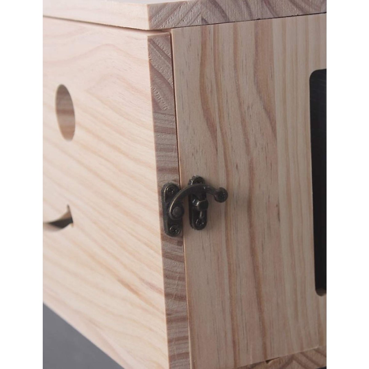 Solid Wood Network Set-top Box Wall Mounted Router Storage Box TV Lower Row Socket Occlusion Box Wireless WiFi Router Shelf (Size : Length 80cm)