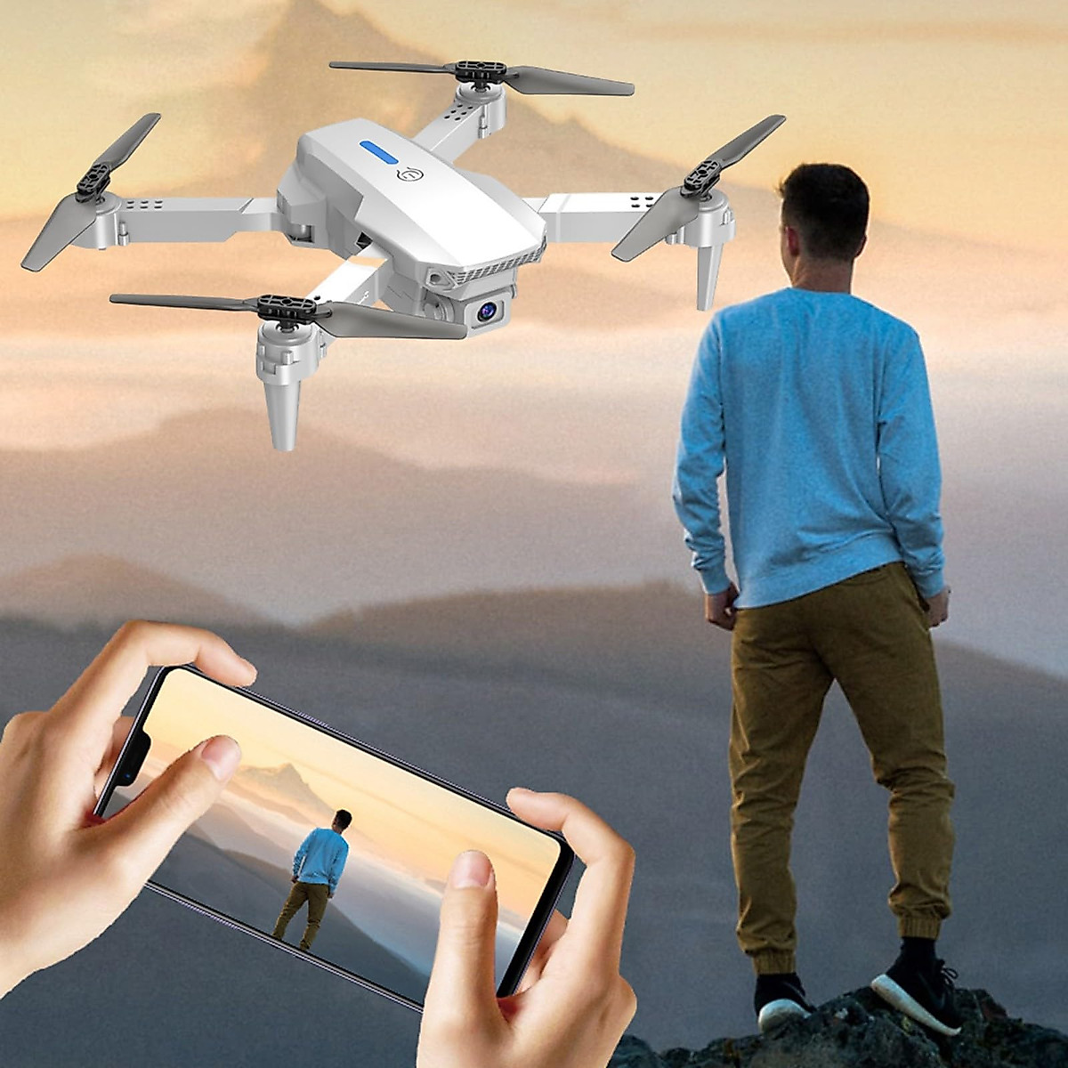 Mini Foldable Drones With Dual Camera For Adults 1080P, Foldable Drone with Carrying Case, FPV Drone With Altitude Hold, 360° Flip, Toys Gifts for Kids and Adults(Gray)