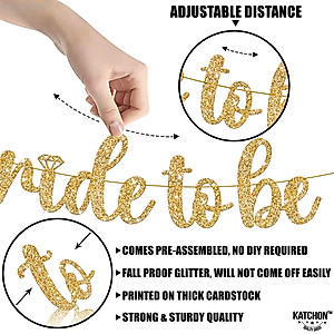 KatchOn, Gold Glitter Bride To Be Banner - 10 Feet, No DIY | Gold Bride to Be Sign for Bachelorette Party Decorations | Bridal Shower Banner for Bridal Shower Decorations | Bride To Be Decorations