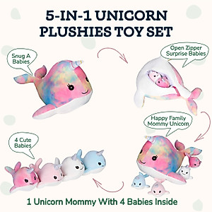 PixieCrush Stuffed Turtle Plush Toy - Cute Mommy Turtle with 4 Baby Turtles - Magical Sea Turtle Stuffed Animals for Girls Ages 3-8 - Plush Pillow Companion for Imaginative Playtime and Snuggles