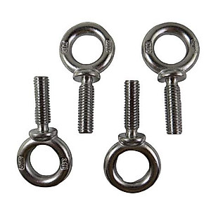 US STAINLESS 4 Pieces Stainless Steel 316 3/8" x 1 1/4" UNC Machinery Eye Bolt Marine Grade Bolt with 1" Eye ID Pitch of 16