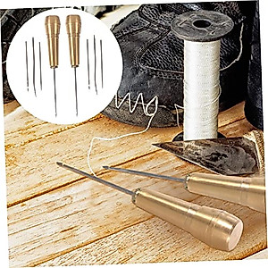 SEWACC 2 Sets Cobbler Tool Leather Tools Punch Down Tool Hand Sewing Kit Stitching Awls Canvas Tool Bag Hotfix Tool Crochet Prickers DIY Leather Craft Supplies Shoe Repair Tools Suture