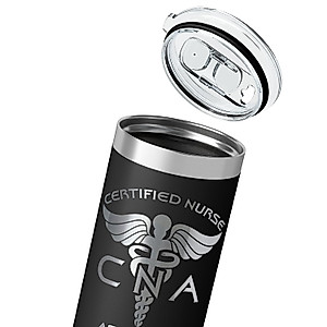 Personalized CNA Certified Nurse Assistant Gift on Black 22 oz Stainless Steel Skinny Tumbler Custom Engraved Gifts for Men and Women
