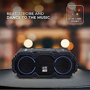 Altec Lansing LifeJacket Jolt - Waterproof Bluetooth Speaker, Durable & Portable Speaker with Qi Wireless Charging and Voice Assistant, Black w/Lights