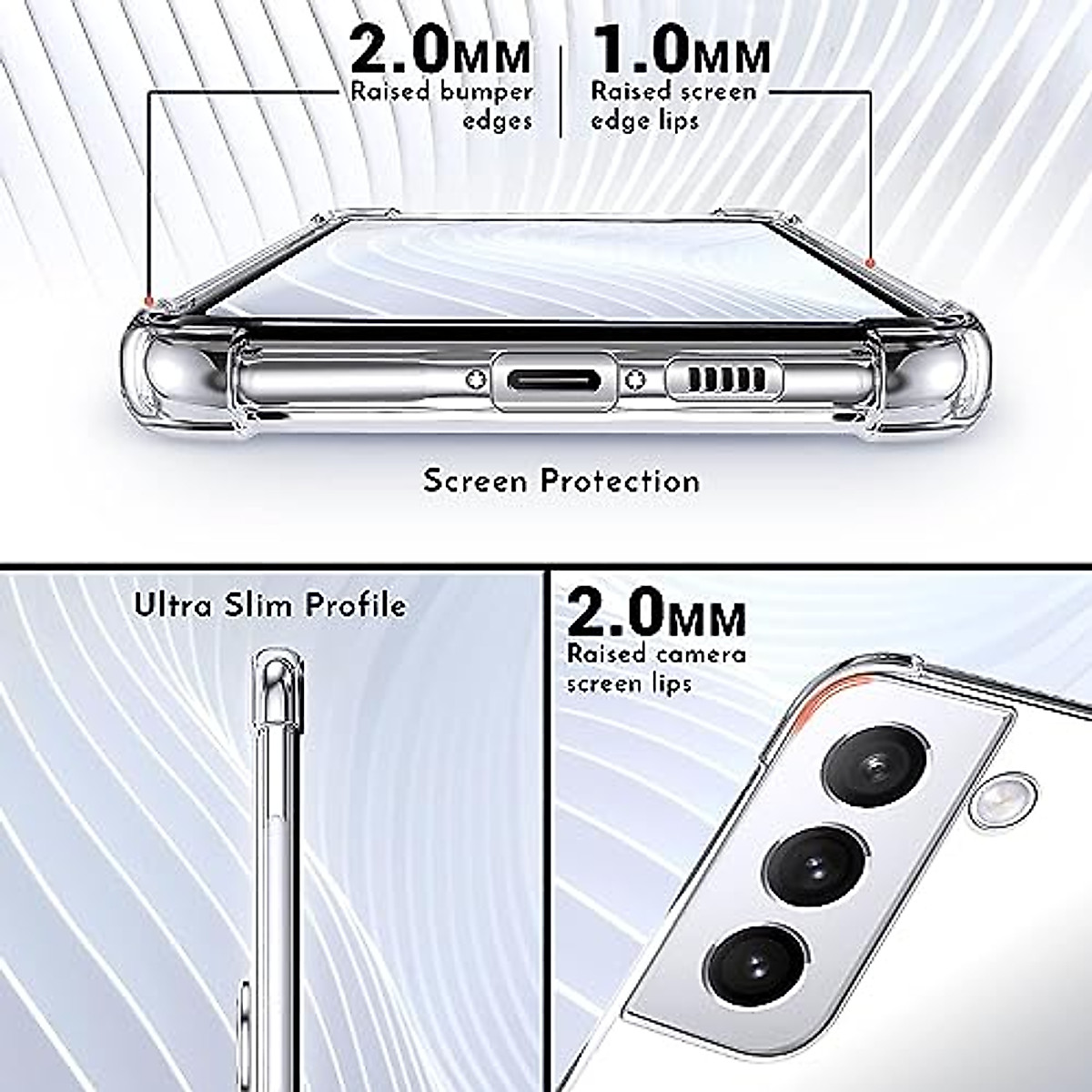 Silverback for Samsung Galaxy S22 Case Clear with Ring Kickstand, Protective Shock -Absorbing Bumper Shockproof Phone Case for Galaxy S22 -Clear