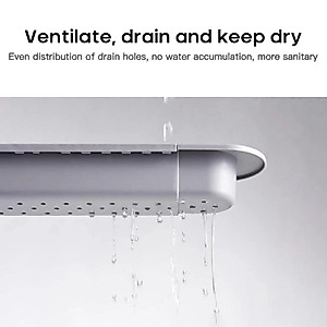 SEASD Kitchen Telescopic Sink Shelf Draining Rack Soap Sponge Rack Towel Rack (Color : Gray, Size : 25.5 * 36.9cm)