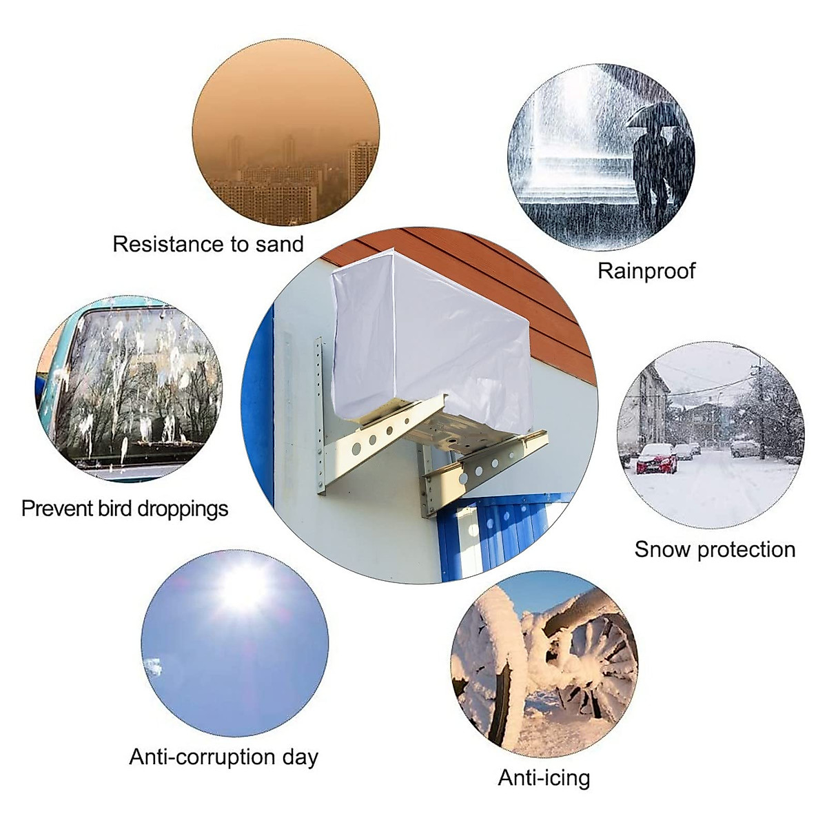 Air Conditioner Cover, Outdoor Rectangle Anti-Snow Waterproof Home Use - Silver (Size: 37x15.7x28.7inch)