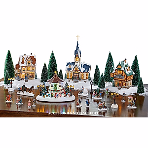 MOMENTS IN TIME Christmas Village 30 pc Set, with LED Lights, Battery Operated (not Included)
