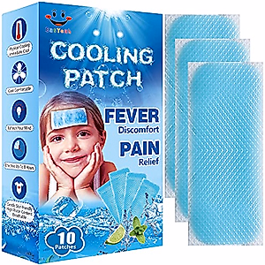 10 Sheets EasYeah Kids Cooling Patches for Fever Discomfort & Pain Relief, Cooling Relief Fever Reducer, Soothe Headache Pain, Pack of 10