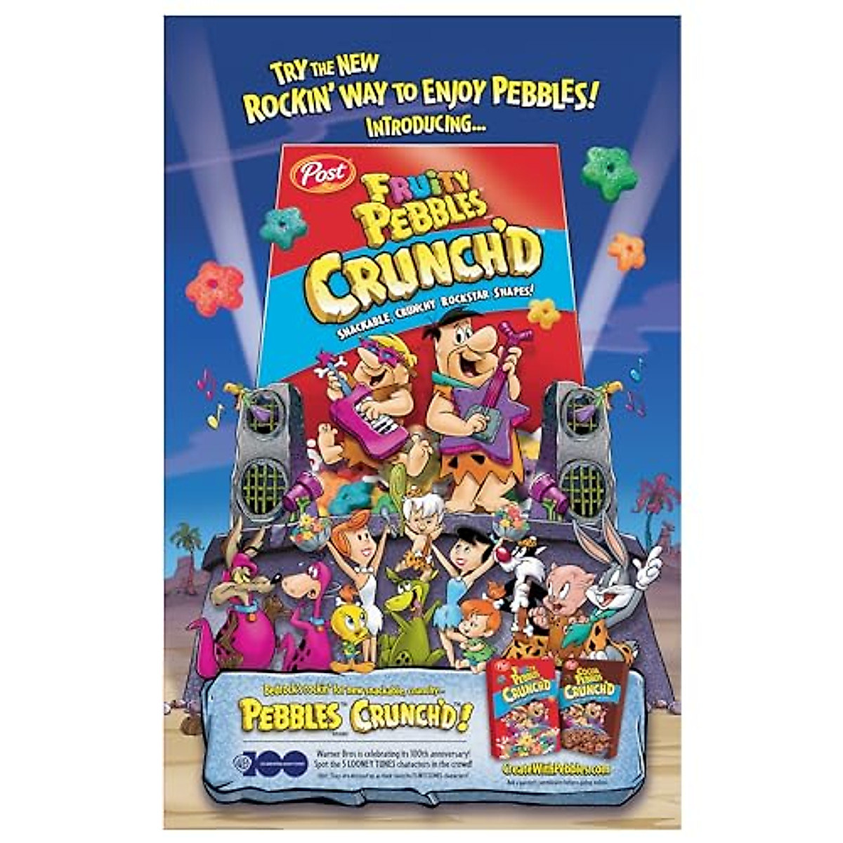 Pebbles Fruity PEBBLES Cereal, Fruity Kids Cereal, Gluten Free Rice Cereal for Kids, 15 OZ Large Cereal Sized Box