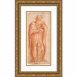 ArtDirect Cesare Nebbia 10x18 Gold Ornate Frame and Double Matted Museum Art Print Titled - Eleazar, Study for in Fresco in the Sixtine Chapel, Santa Maria Maggiore, Rome (1586)