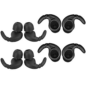 JNSA Replacement Anti Slip Ear Tip Sports Earbud Stabilizers Ear Hooks Fins Wing Noise Isolation Ear Tips Compatible with 3.8mm - 6mm Earbuds Nozzle Diameter in-Ear Earphones ，4 Pairs Set Black