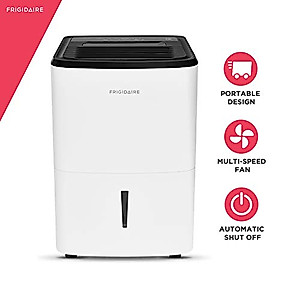 Frigidaire FFAD5033W1 Dehumidifier, High Humidity 50 Pint Capacity with a Easy-to-Clean Washable Filter and Custom Humidity Control for maximized comfort, in White