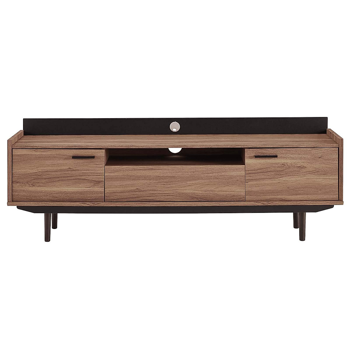 Modway Visionary 70" Mid-Century Modern Low Profile Entertainment TV Stand in Walnut Black