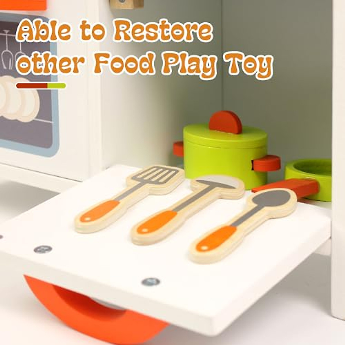 osettoys Mini Wooden Play Kitchen Set with Microwave, Pretend Play Kitchen Accessories, Role Play Toy for Kids, Cooking Toy Gift for Boys Girls