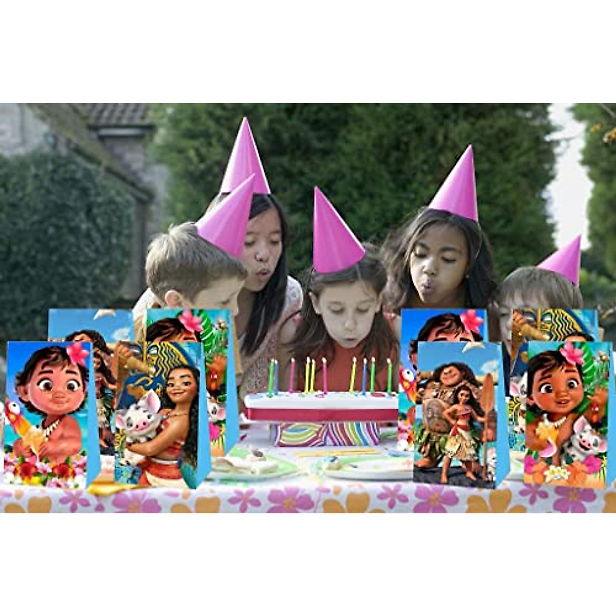 12 Pieces Moana Themd Children Birthday Party Favors Gift Bags Moana Themed Candy Bags for Children Baby Shower Decorations (moana)