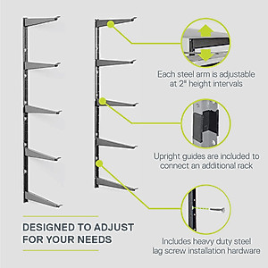 Heavy Duty Wood and Lumber Storage Rack (2-Pack), Holds Up To 960 lbs - Easy to Install Mounted Rack - Steel Construction Storage Solution For Garage, Basement & Pantry by Delta Cycle