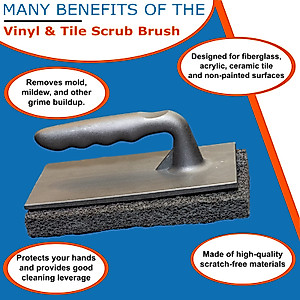 BILLY BUCKSKIN HOME & BEAUTY Pool Whiz 8"x4" Tile Spa and Bath Scrubber, Heavy Duty Scrub Sponger, Nylon Bristles, Silver, Medium Firmness, Pool Cleaning Brush, Pack of 1