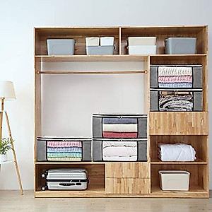 Isbasa 8 Pack Clothes Storage Foldable Clothes Storage Bags Clothing Organizer with Clear Window Sturdy Zipper and Reinforced Handle for Blankets, Clothes, Bedding, Grey, 36L