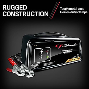 Schumacher SC1361 Fully Automatic Jump Starter and Battery Charger for Motorcycle, Power Sport, Lawn Tractor, Car, SUV, Truck, and Boat Batteries, 50 Cranking Amps, 12 Volts, Black, 1 unit