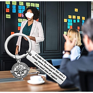 FOTAP Boss Gift A Leader Is Like A Compass That Sets A Steady Course,Encourages And Motivates With A Sound Voice Of Support Keychain Appreciation Gift for Supervisor, Mentor (Leader Keychain)