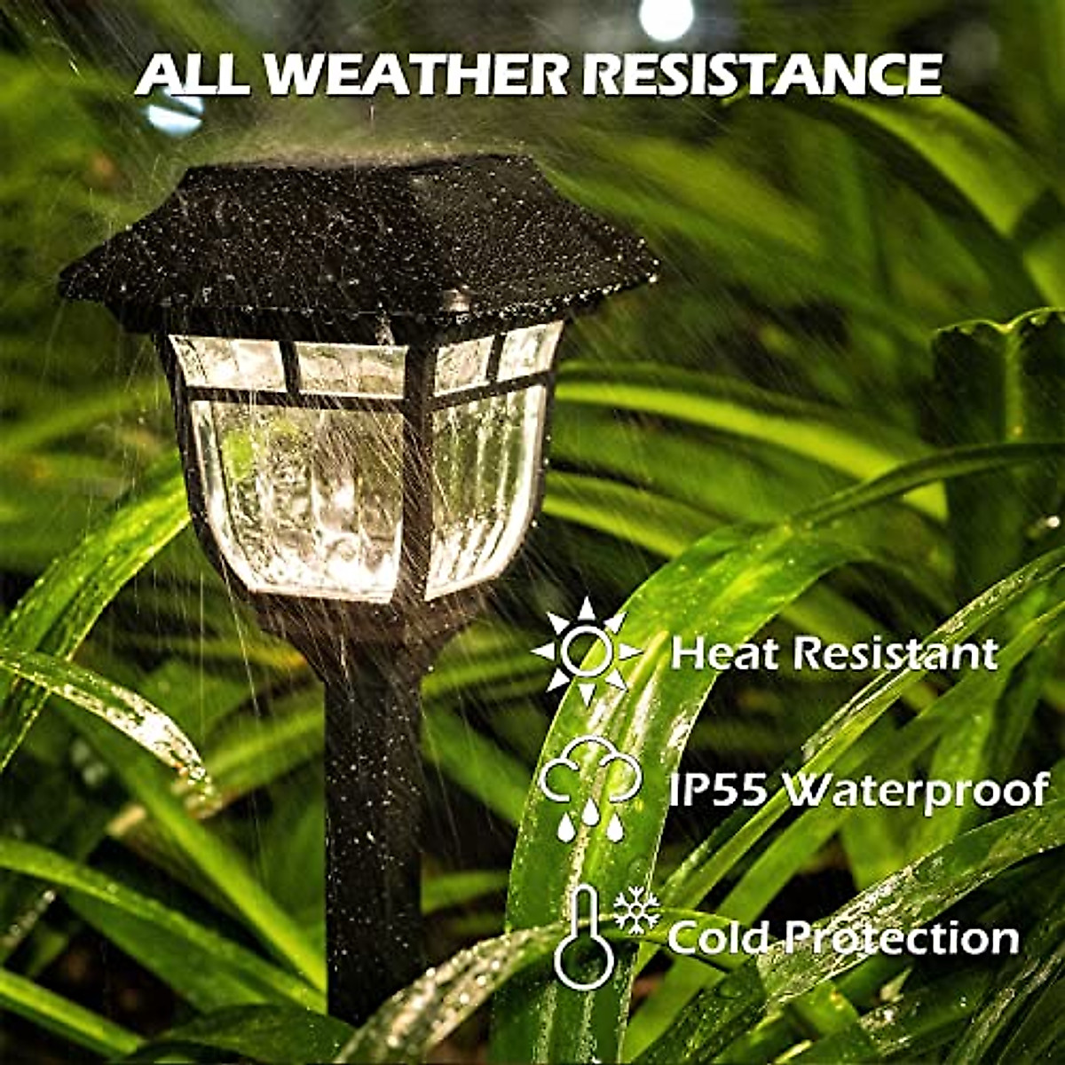 LeiDrail Solar Pathway Lights 4 Pack Solar Outdoor Lights Pathway with 2 Modes IP65 Waterproof Glass Metal Garden Lights Solar Powered 30 LM Warm White Landscape Lighting for Yard Patio Walkway Lawn