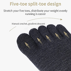 AONIJIE Running Ankle Toe Socks for Men and Women Merino Wool Five Finger Athletic Socks - High Performance and Comfortable (3 Pairs/B: Black,M)