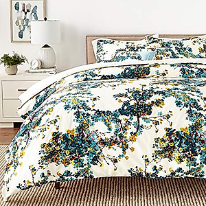 Tribeca Living Casablanca 5-Piece Cotton Floral Duvet Cover Set, Queen