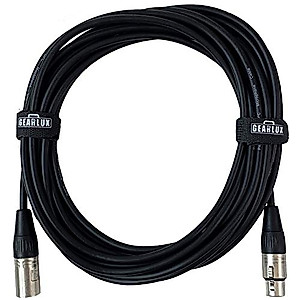 Gearlux XLR Microphone Cable, Fully Balanced, Male to Female, Black, 25 Feet - 2 Pack