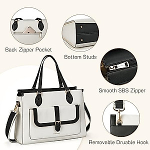 Missnine Laptop Bag with Removable Purse 15.6 inch Computer Bag Leather Briefcase for Women Work Bag Set Large Laptop Tote Bag for Office, Business