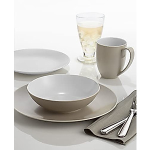 Nambe - POP Collection - Sand Colored Place Setting - 4 Piece Set Includes Dinner Plate, Salad Plate, Soup Bowl, and Mug - Designed by Robin Levien